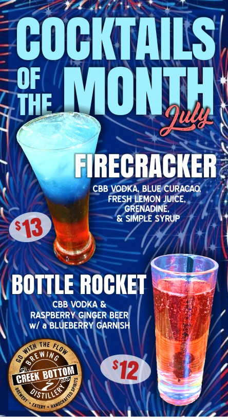Firecracker & Bottle Rocket - July's Cocktails of the Month - Creek ...