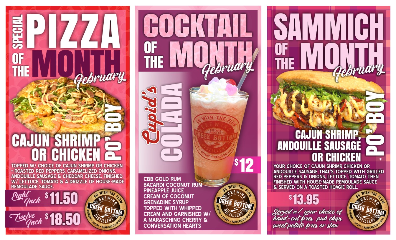 February Specials of the Month - Creek Bottom Brewing