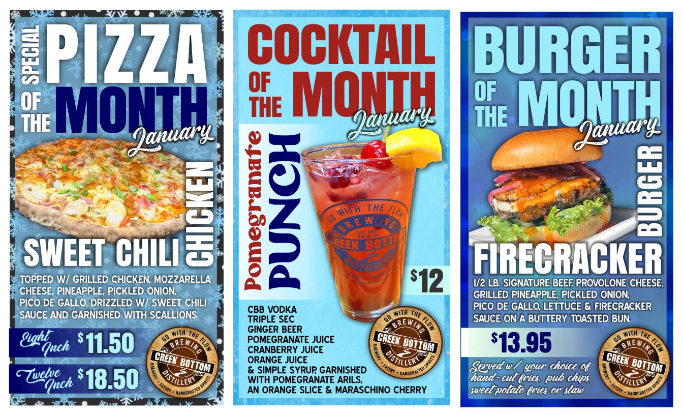 January Specials of the Month - Creek Bottom Brewing